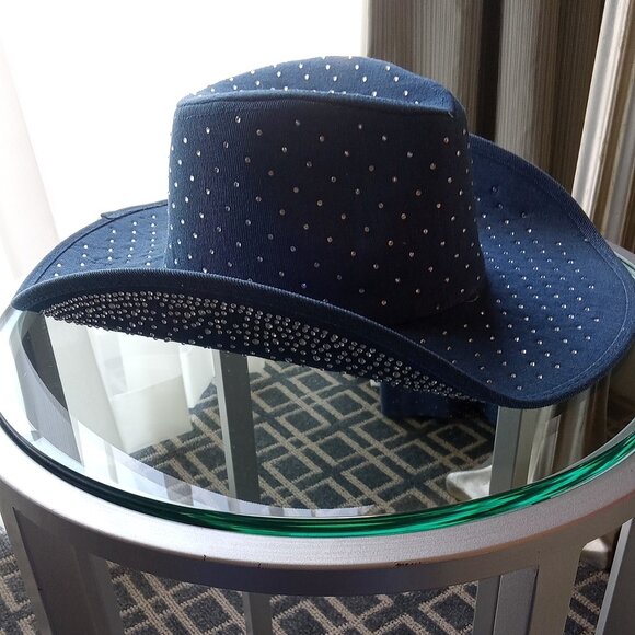 Accessories | Copy Rhinestone Embellished Denim Cowboy Hat | Poshmark